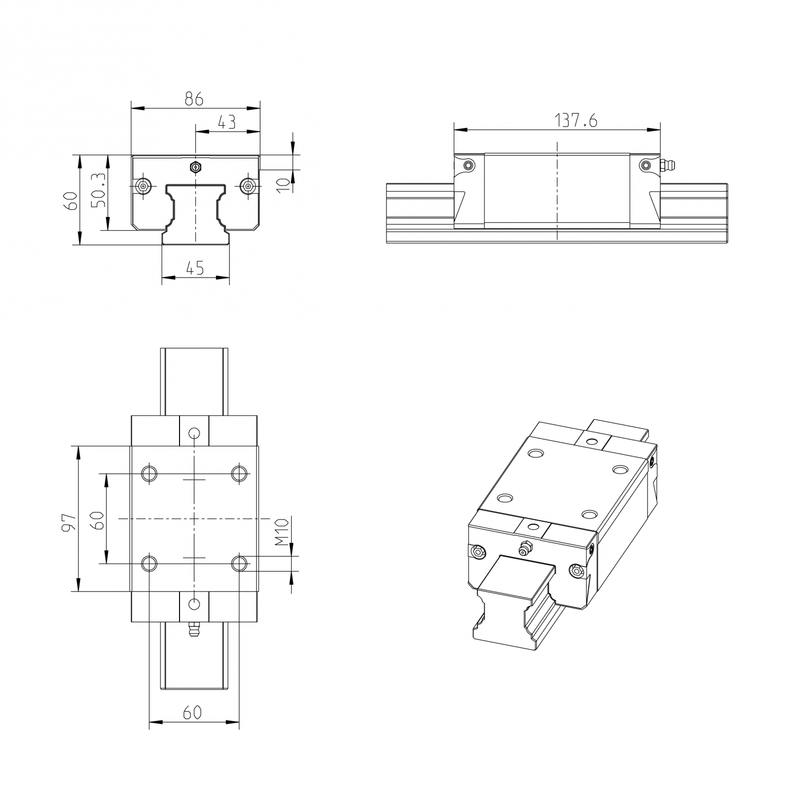 BALL RUNNER BLOCK CARBON STEEL KWD-045-SNS-C1-N-1 R162241420